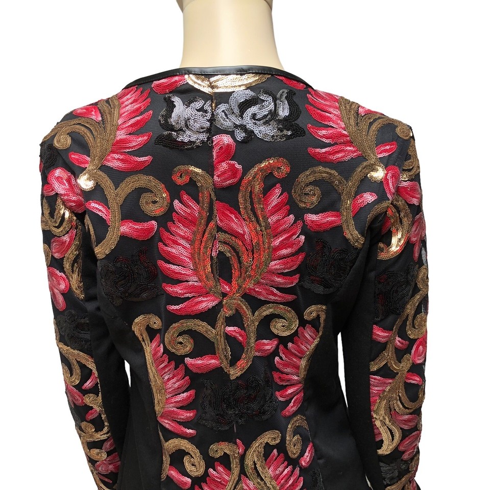 Joan Boyce Sequin Stretch Jacket Floral Sequins Formal Party Special ...