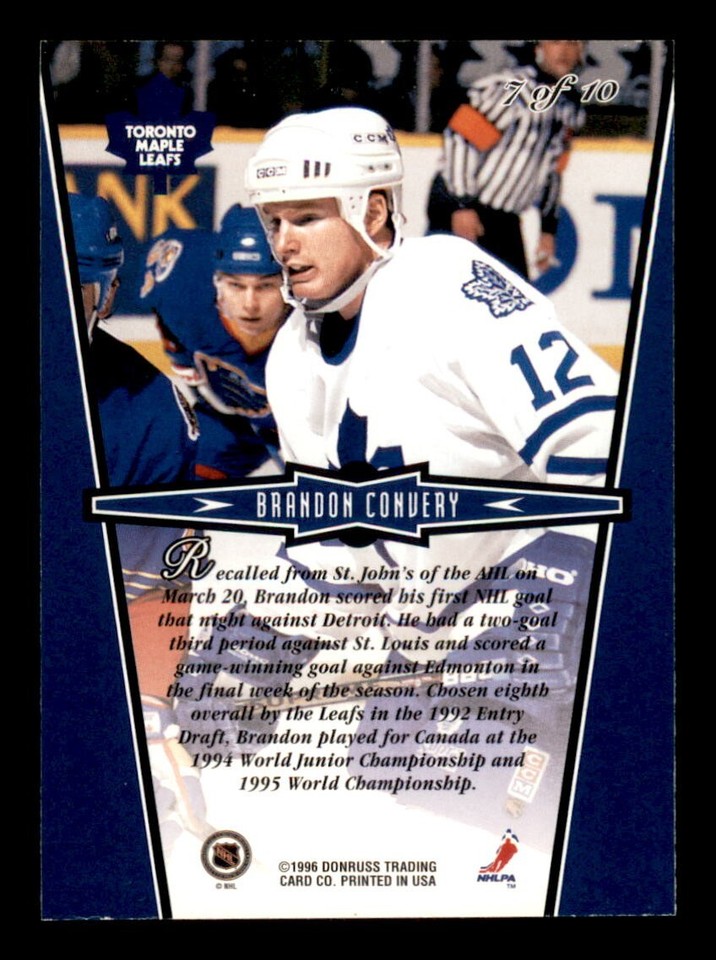 1996-97 Leaf Hockey Gold Rookies #7 Brandon Convery Maple Leafs | eBay