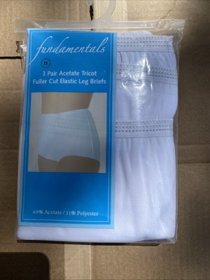 Sears Fundamentals Womens Size 11 Panties White Briefs Acetate Tricot ...