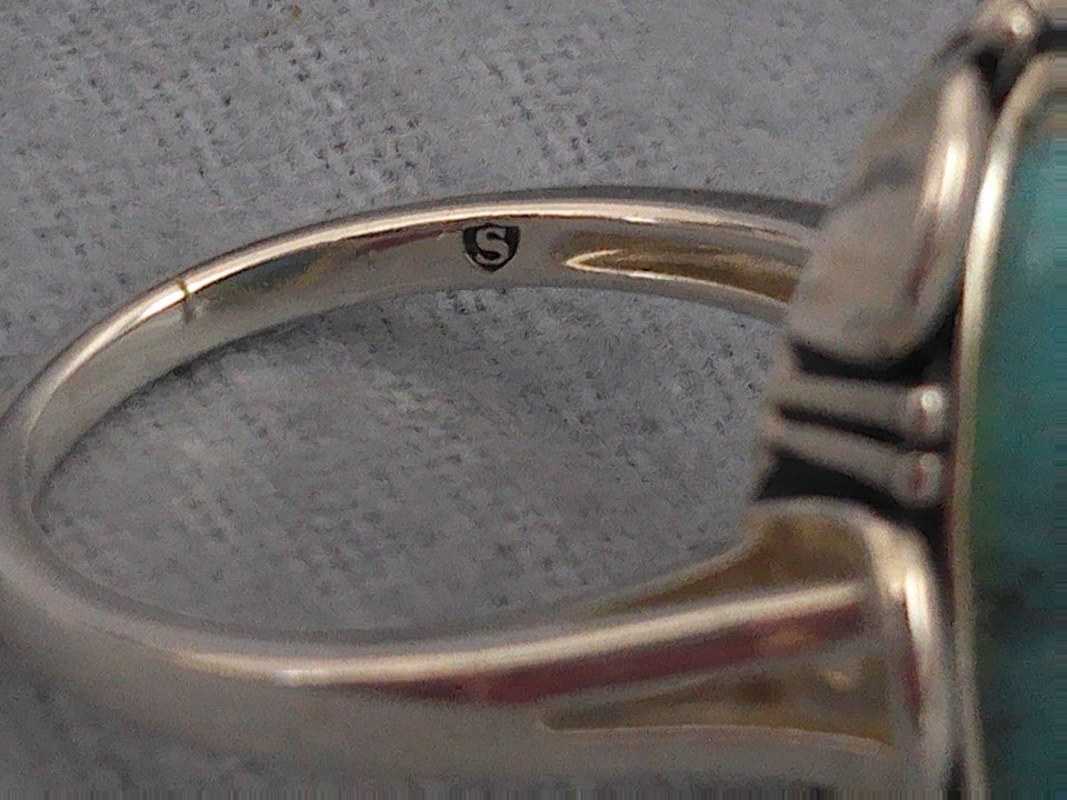 Native American S Hallmark Sterling Silver 925 Size 7 Turquoise Ring ...