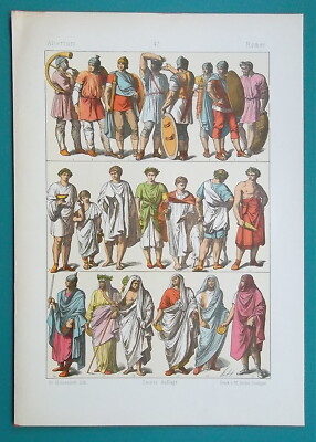 ROMAN ARMY Soldiers Civil Sacrifice Servants Priests - 1883 Color Litho ...