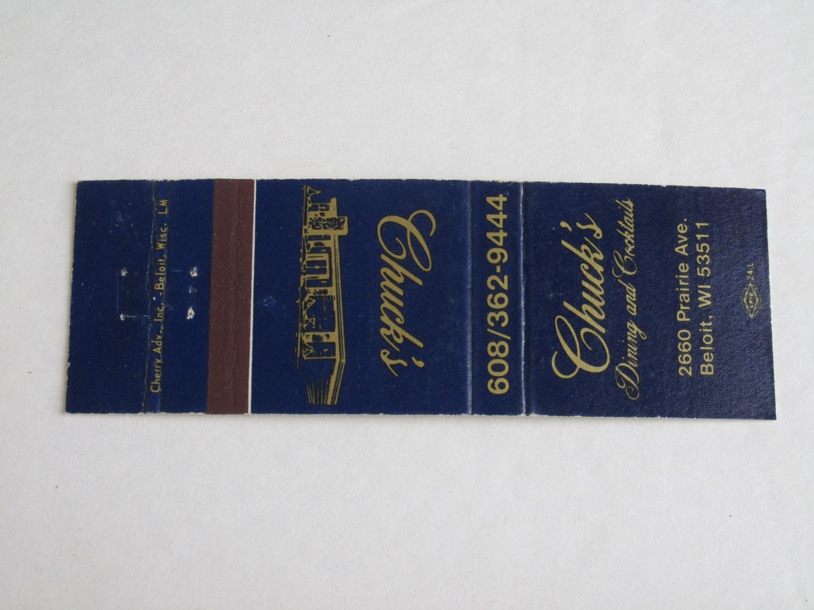 AB248 Vintage Matchbook Cover WI Wisconsin Chuck's Beloit | eBay