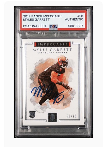 RARE 2017 PANINI IMPECCABLE MYLES GARRETT #31/75 AUTO SIGNED ROOKIE ...