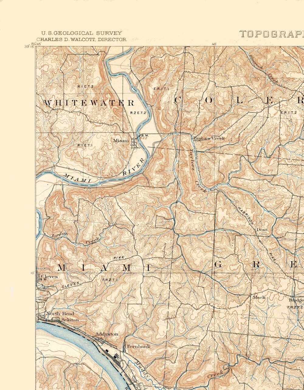 Topographical Map - Cincinnati West Ohio Kentucky Quad - USGS 1900 - 23 ...