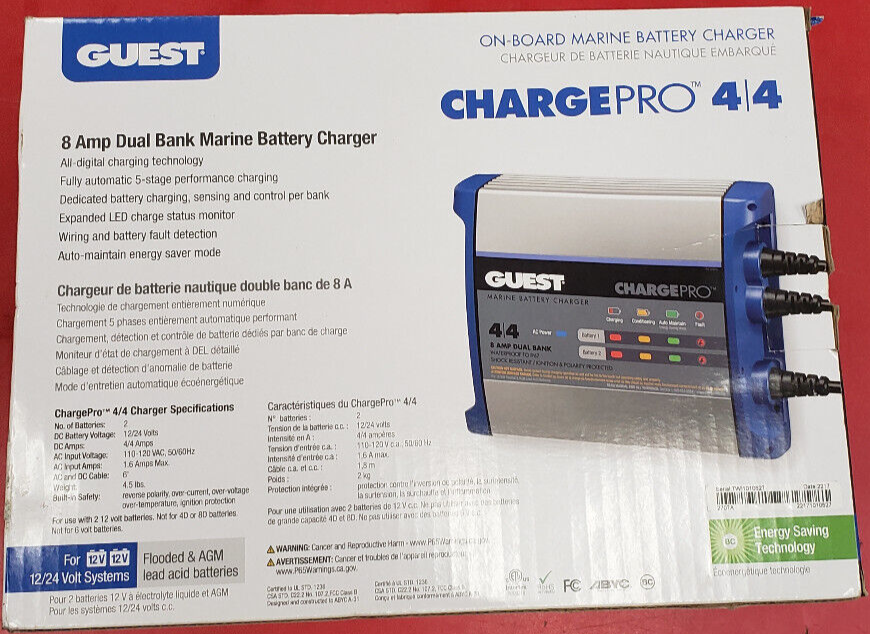 GUEST CHARGEPRO 4/4 8Amp DUAL BANK MARINE BATTERY CHARGER 2707A Same ...