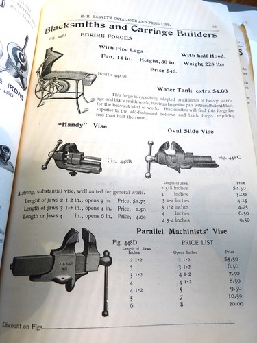 1906 H H Harvey's Boston catalog tools stone blacksmith building rope ...