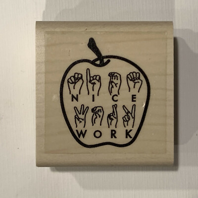 NICE WORK Apple in ASL Rubber Stamp - Deaf American Sign Language ...