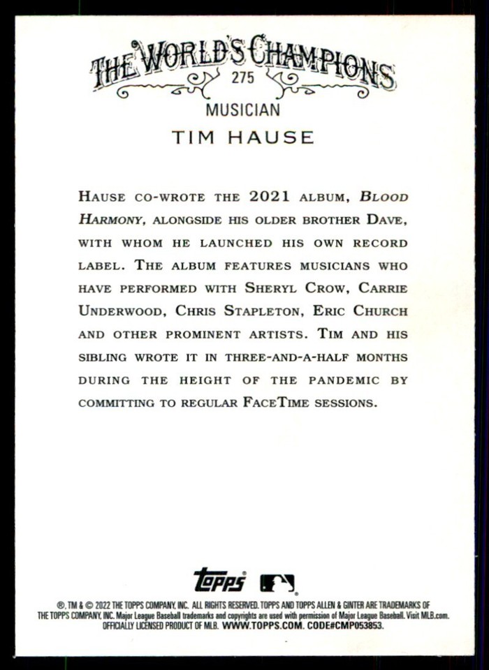 2022 Topps Allen & Ginter Baseball Rainbow Foil #275 Tim Hause | eBay