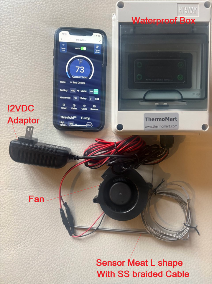 Wifi Plug & Play 12V Temperature Controller+Fan+Timer Charcoal BBQ ...