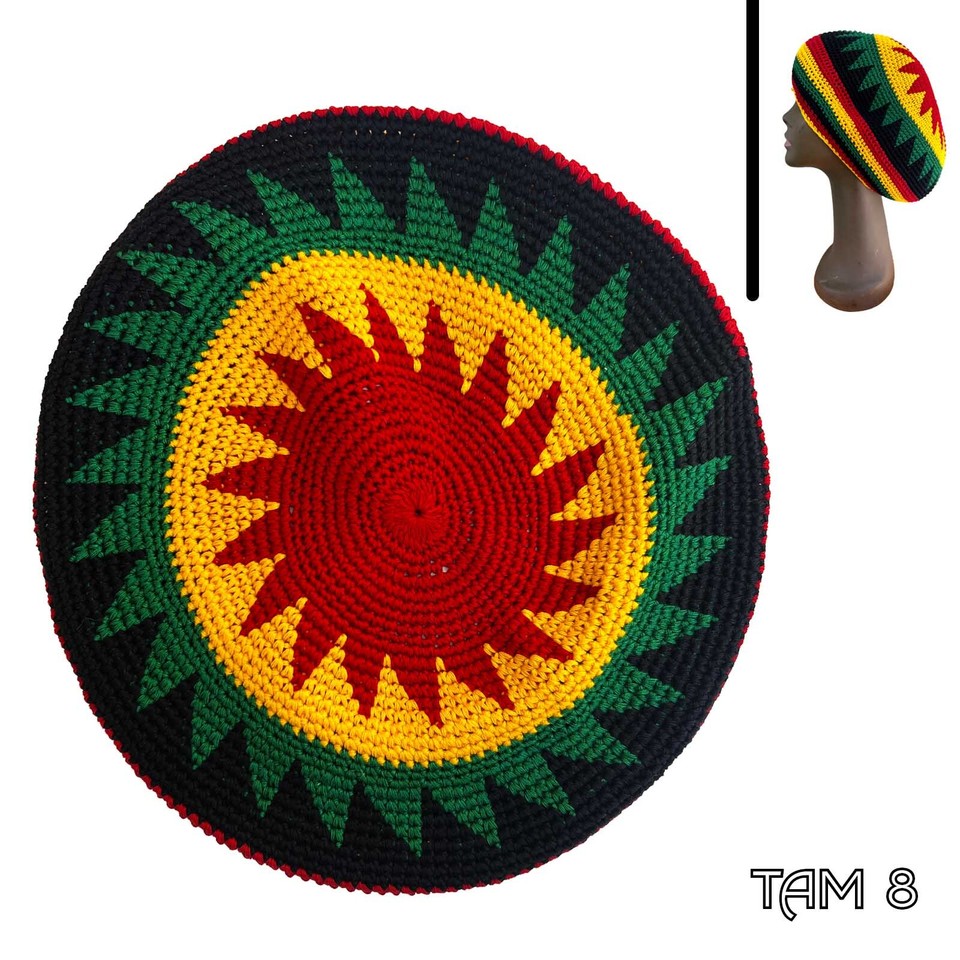 Rasta Handmade Crochet Beret Tam Bonet Beanie Cap Hippie Reggae Style M ...