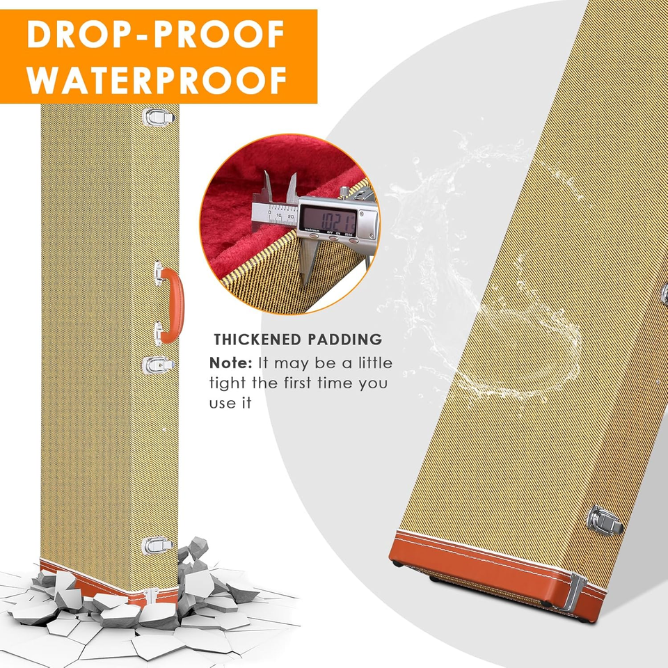 Electric Guitar Hard Case, Rectangle Wooden Standard 39-Inch Electric ...