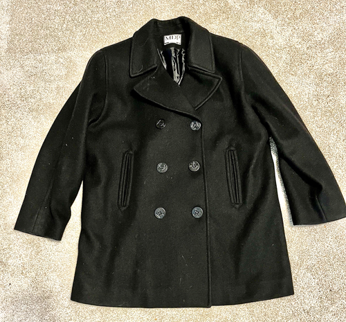 MDP MARIO DE PINTO, LADY'S SZ XL, BLACK WOOL PEACOAT JACKET, USA MADE ...