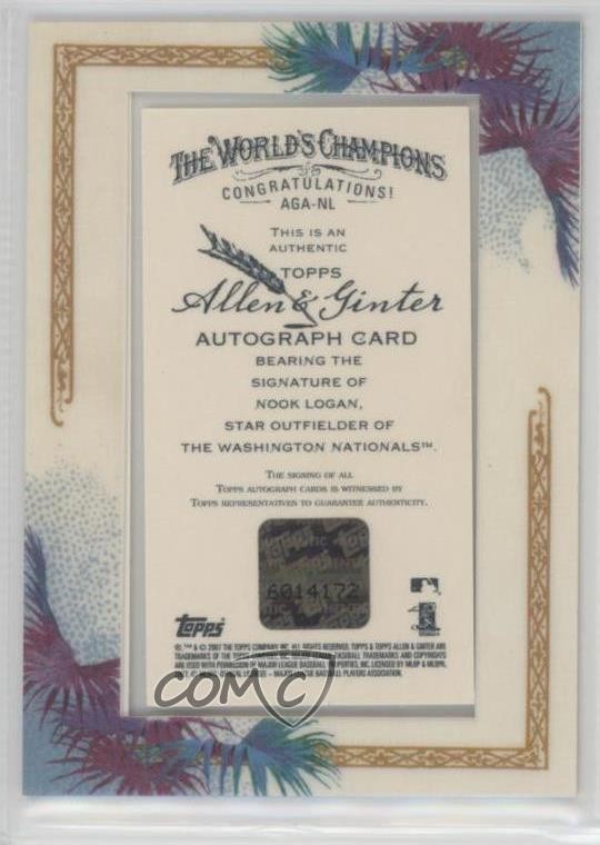 2007 Topps Allen & Ginter's Framed Mini Auto Nook Logan #AGA-NL Auto | eBay
