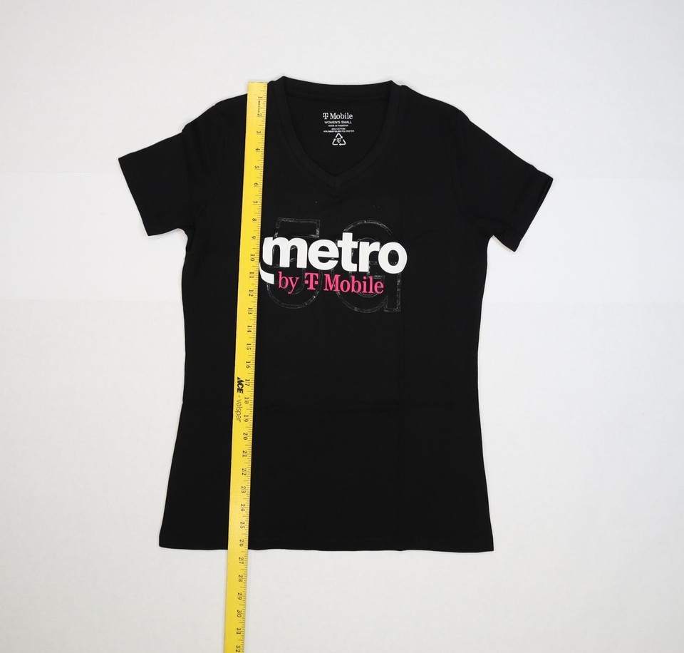 T-Mobile Metro Shirt Womens Small Black V Neck Promo 5G Graphic Tee New ...