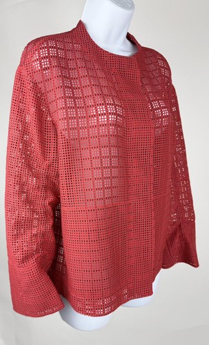 Women's Akris Punto Red Open Grid Mesh Drawstring Sleeve Jacket Size 6 ...