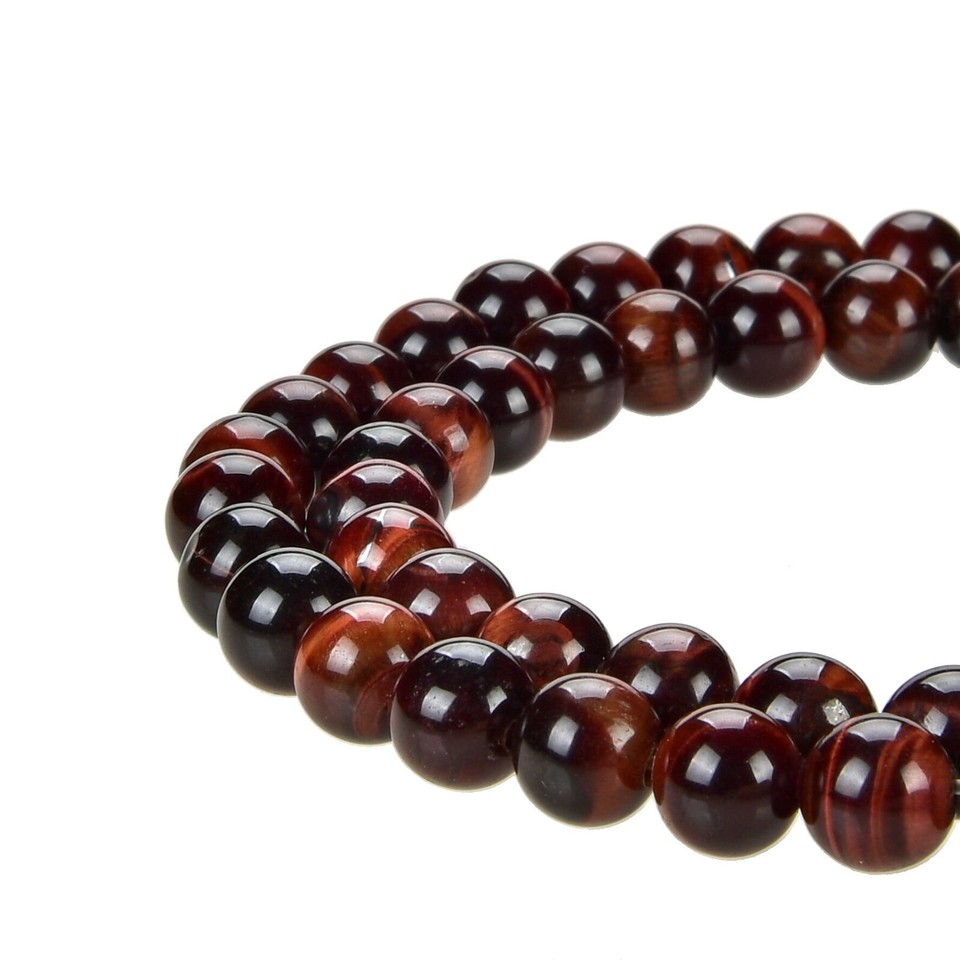 Natural Red Tiger Eye Gemstone Beads- Round, 8mm 16" Long Strand | eBay