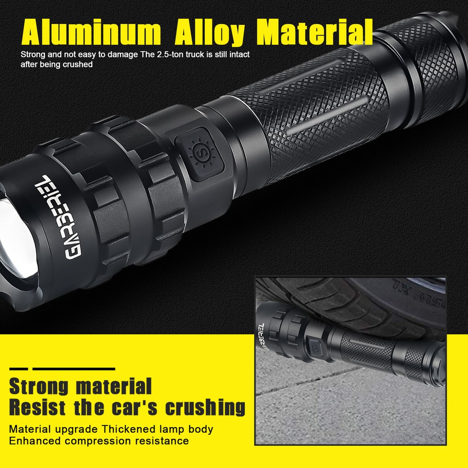 Super Bright xhp90 xhp50 LED Tactical Flashlight Rechargeable Powerful ...