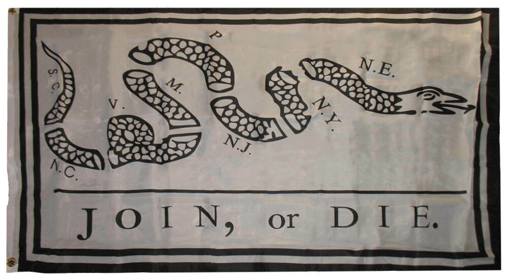 3x5 Join or Die Benjamin Franklin Snake White Flag 3'x5' House Banner ...