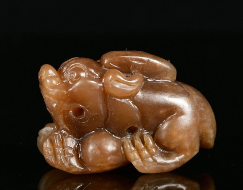 Unique Natural Hetian Jade Hand Carving Dragon Pixiu Beast Pendant ...