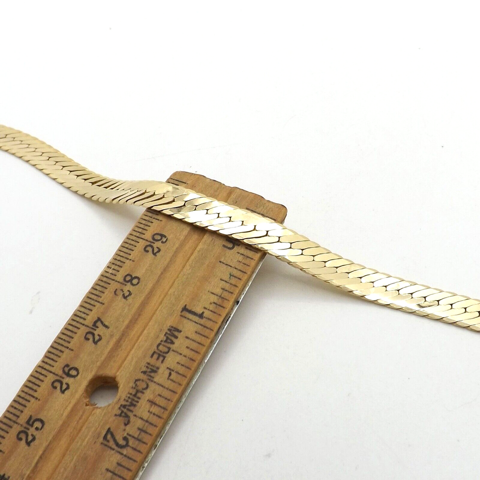Leslies Solid 14k Gold Herringbone Link Chain Necklace Italy 28gr 18in ...