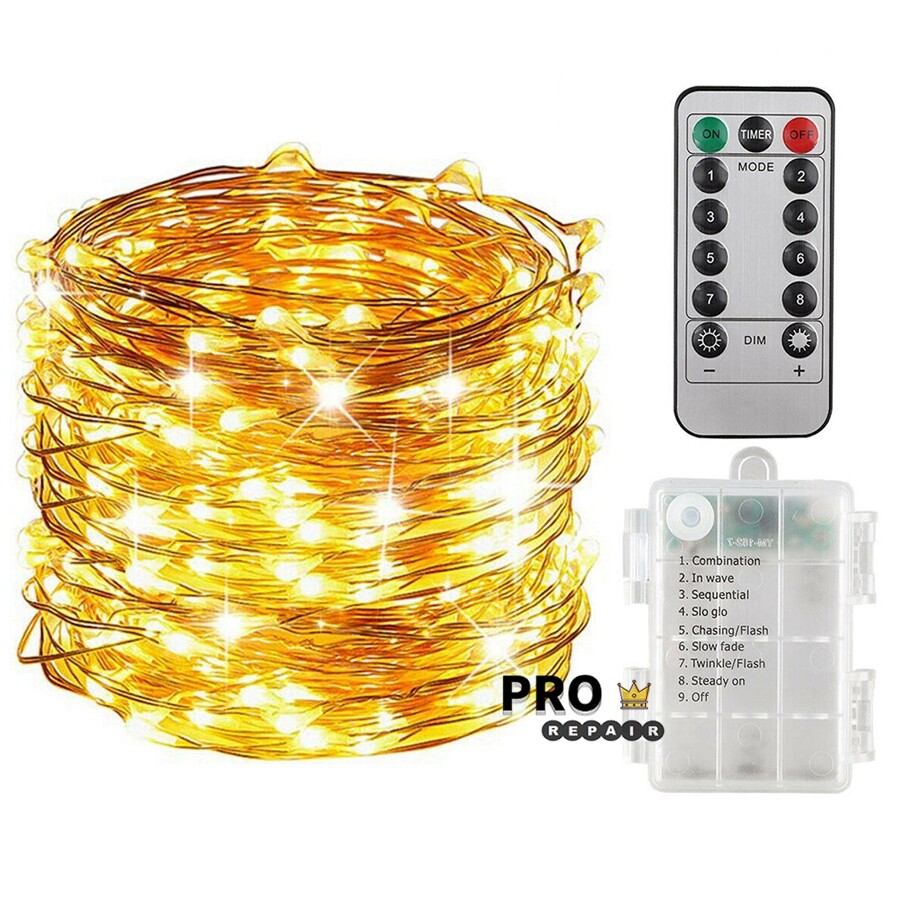 Mini LED Copper Wire String Fairy Lights Battery Power Box With 13-Key ...