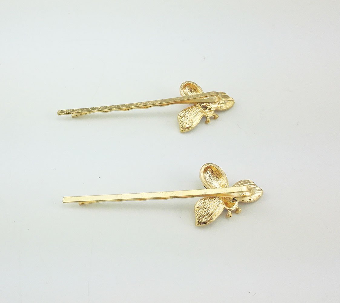 yueton Pack of 4 Women Honeybee Metal Hairpin Bee Crystal Hair Side ...