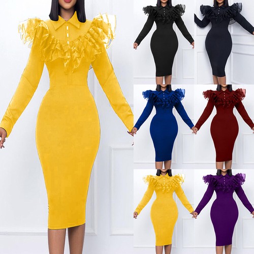 Womens Sexy Bodycon Slim Fit Dress Mesh Elegant Cocktail Evening Party ...
