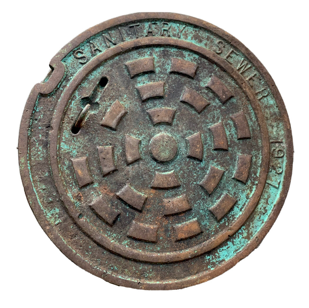 Antique 1927 Manhole Cover: Heavy Cast Iron, Labeled And Dated | eBay