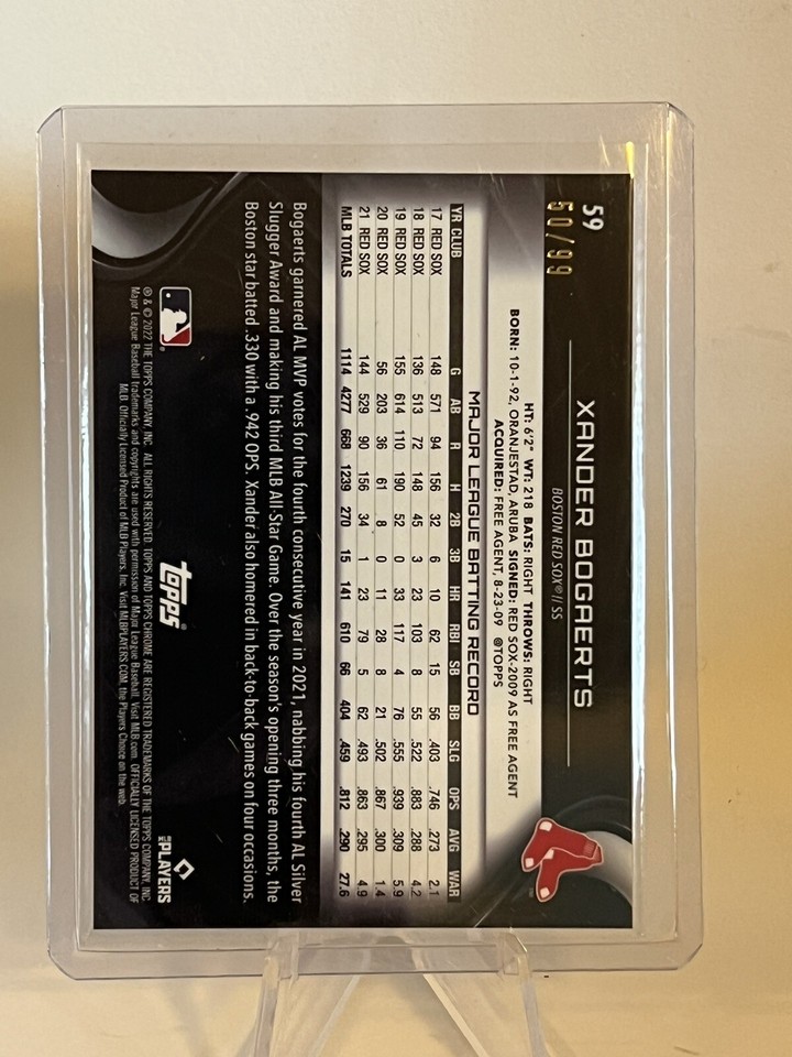 2022 Topps Chrome Black Boston Red Sox Xander Bogaerts Green Refractor ...
