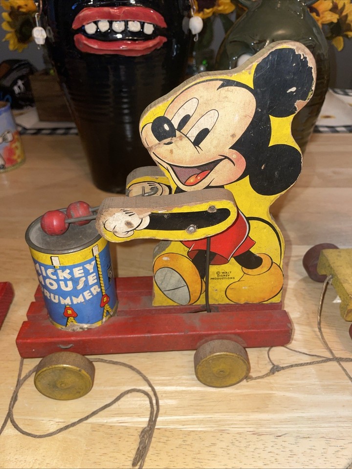 Lot Of 3 Disney Antique Vintage Fisher Price Pull Toy Micky And Donald ...