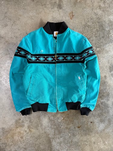 Vintage Carhartt Aztec Jacket Blue Southwest Pattern Distressed Size L ...