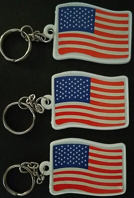 Patriotic American Flag Key Chain 3 Chains/Pk | eBay