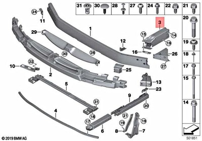 Genuine BMW X1 F39 F45 F46 F48 Deformation Element Front Top Left ...