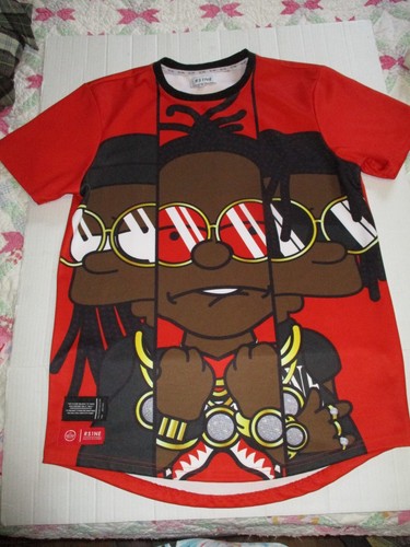 RS1NE The Migos x Bart Simpson AOP Graphic Red T Shirt Size Large Hip ...