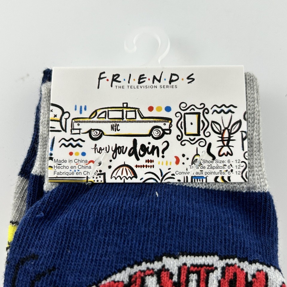 NEW Friends TV Show Socks 2 Pairs Red Umbrella Taxi Central Perk Blue ...