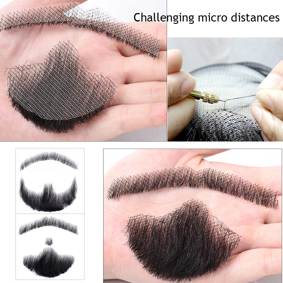 Hand Made Swiss Lace Mustache Human Hair Mustache Long Beard for Men's ...