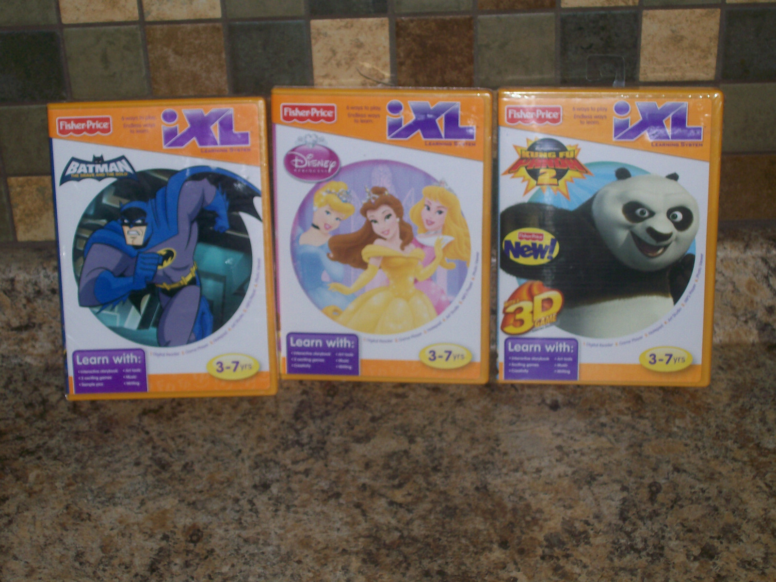 Lot of 3 Fisher Price iXL games New Sealed Batman Kung Fu Panda Disney ...