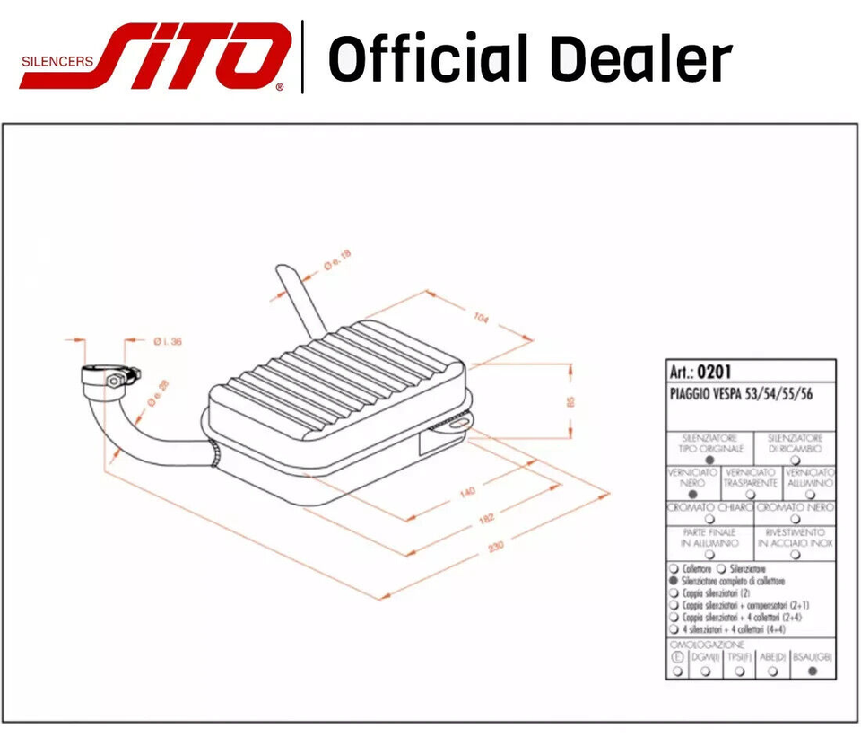 Offer 0201 Muffler Site Piaggio Vespa 1954 54 Vintage | eBay