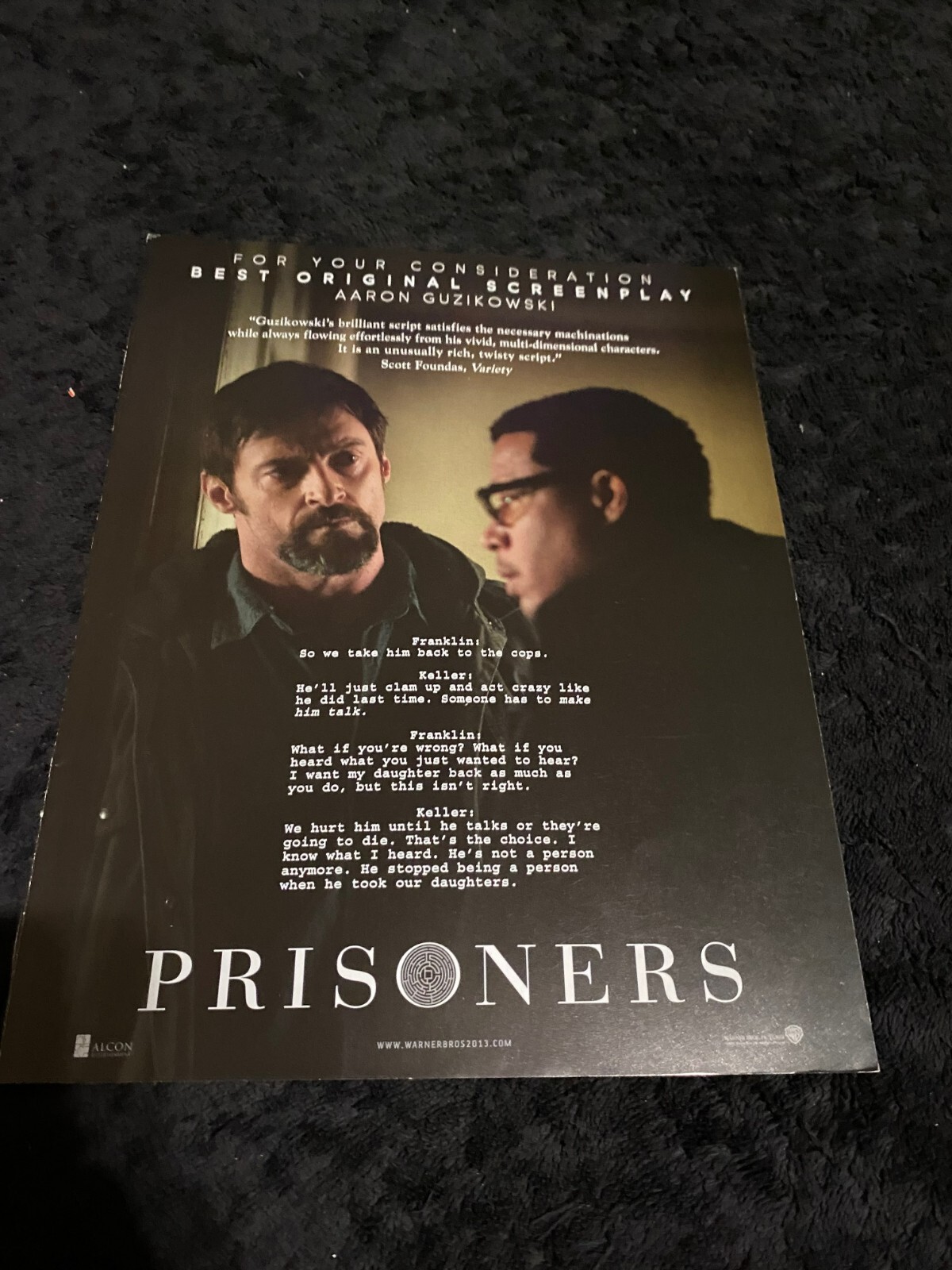 PRISONERS Oscar ad Best Screenplay, Hugh Jackman Jake Gyllenhaal ...