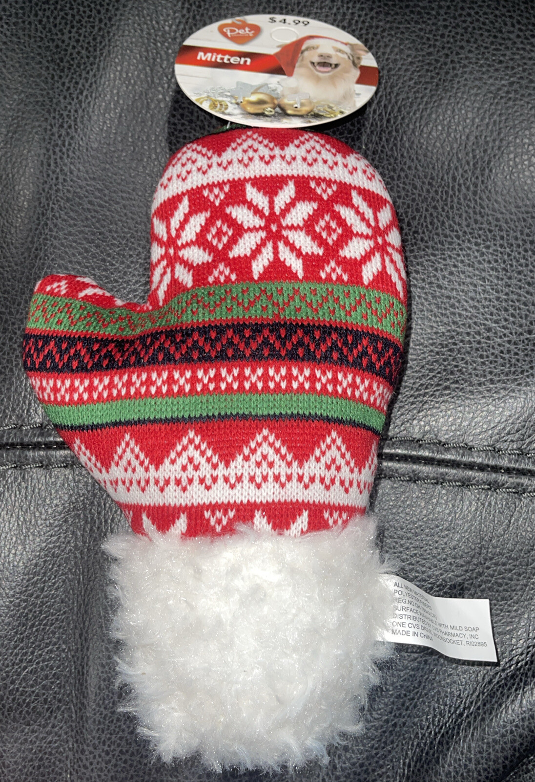 Pet Central Mitten Holiday Dog Toy with Squeaker Inside New ...