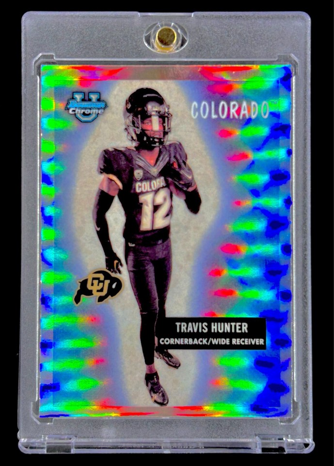 TRAVIS HUNTER ROOKIE REFRACTOR Blue RC Card Holo SP Insert Parallel ...