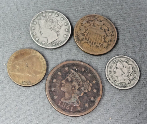 5 Piece Type Coin Collection 1851-1883 | eBay