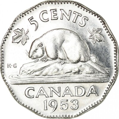 🇨🇦 Rare Canada 5 cents circulated coin, Beaver Nickel, 1953 | eBay