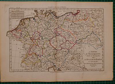 1780 DATED RIGOBERT BONNE MAP ~ THE EMPIRE OF GERMANY KINGDOM OF ...