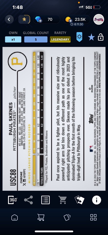 2024 Topps BUNT digital Paul skies frozen fracture | eBay