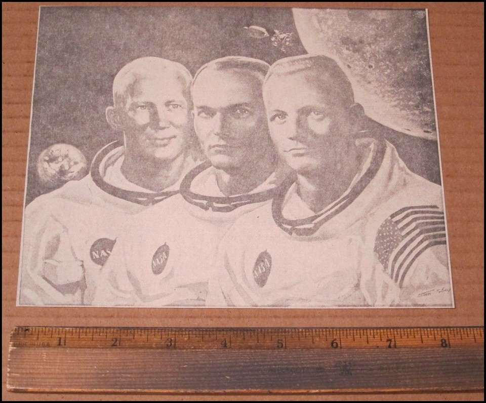 1969 Apollo 11 Astronauts Newspaper Clipping Alton Tobey Portrait Neil ...