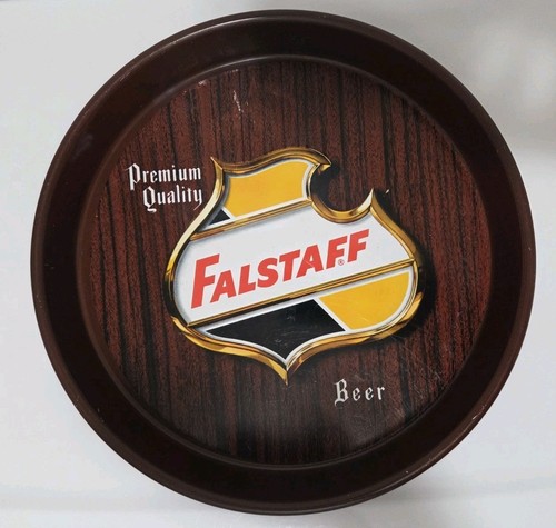 VINTAGE FALSTAFF EARLY SHIELD LOGO BEER TRAY WOODGRAIN PREMIUM 13 1/4 ...