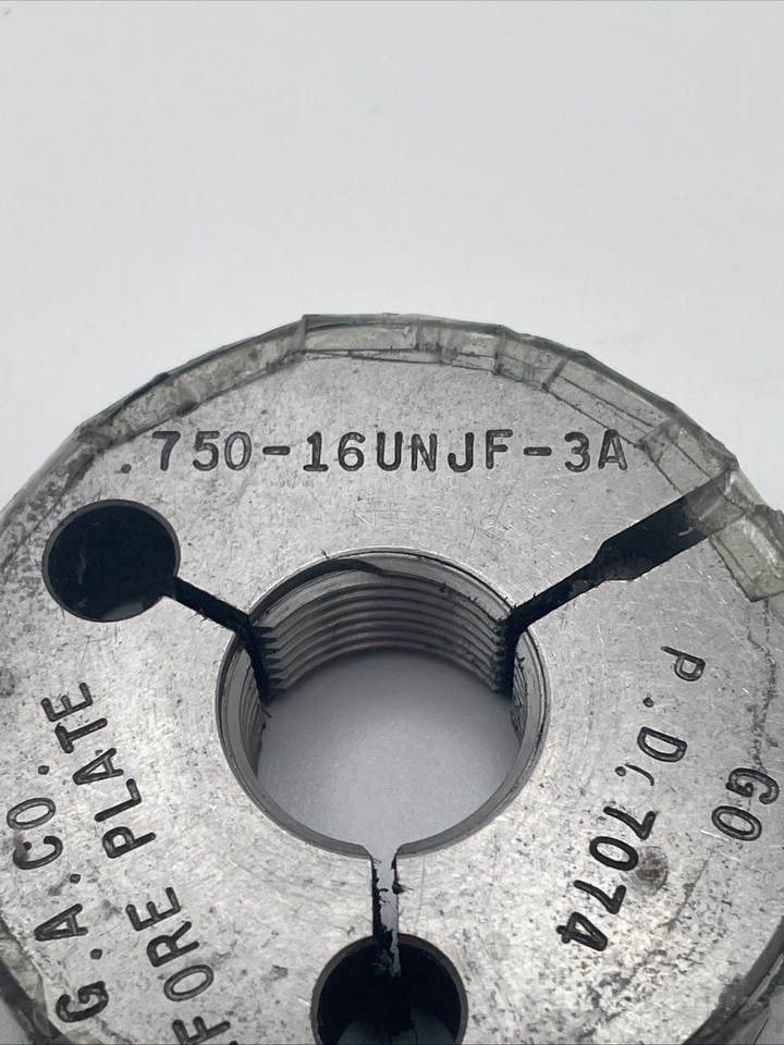 .750-16 UNJF-3A THREAD RING GAGE - .3/4" - BEFORE PLATE GO GAUGE - P.D ...