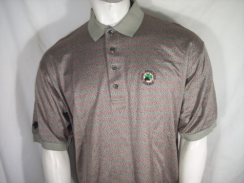 Descente Large Spackled Tan Cotton Golf Shirt Due Process Stable Logo ...