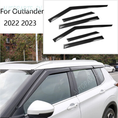 Black Window Visor Vent Shades Sun Rain Guard For Mitsubishi Outlander ...
